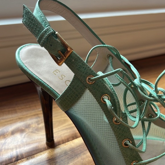 Escada | Shoes | Escada Cage Lace Up Slingback Open Toe Seafoam Green ...